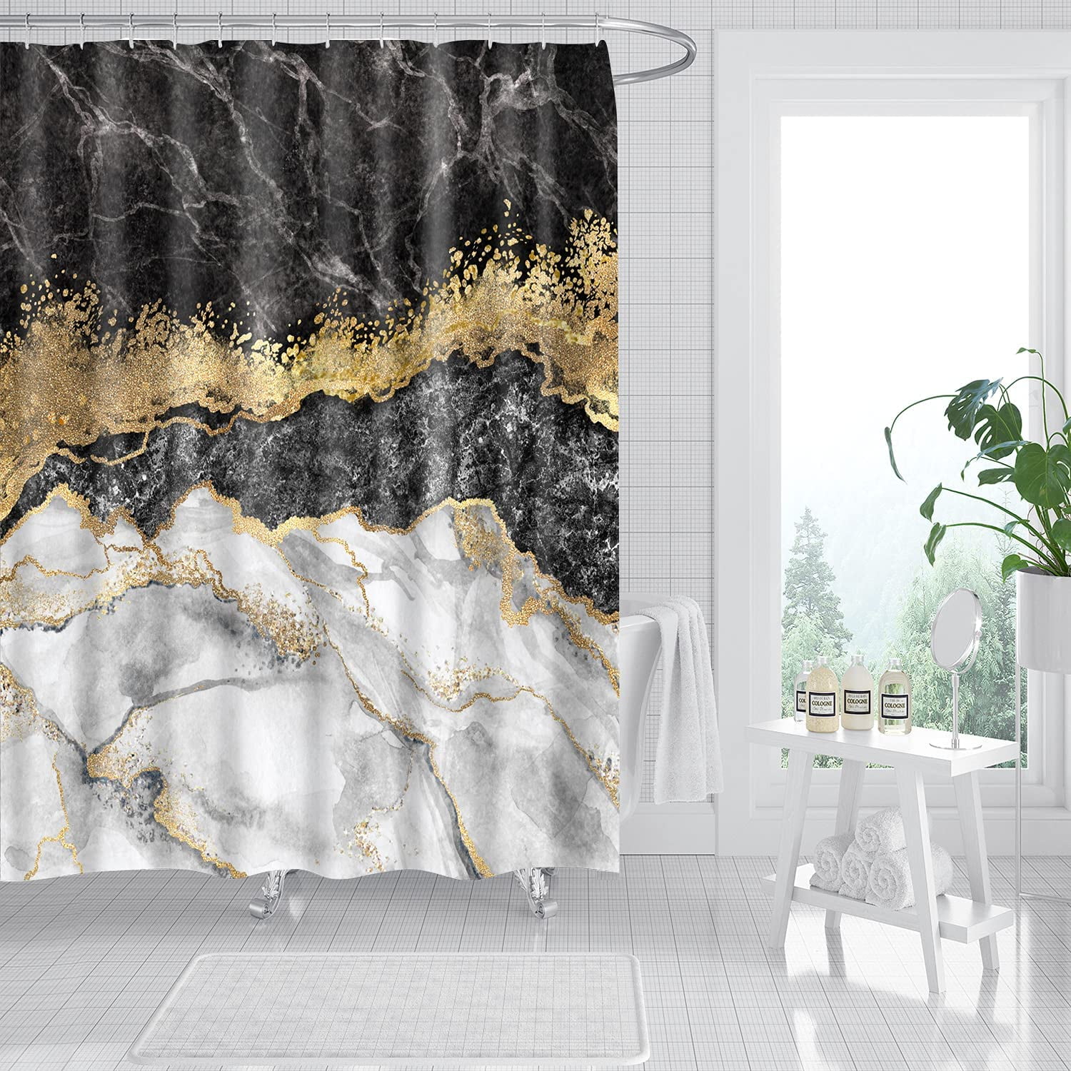Click here for Yeashow Marble Shower Curtains No Liner  Waterproo... prices