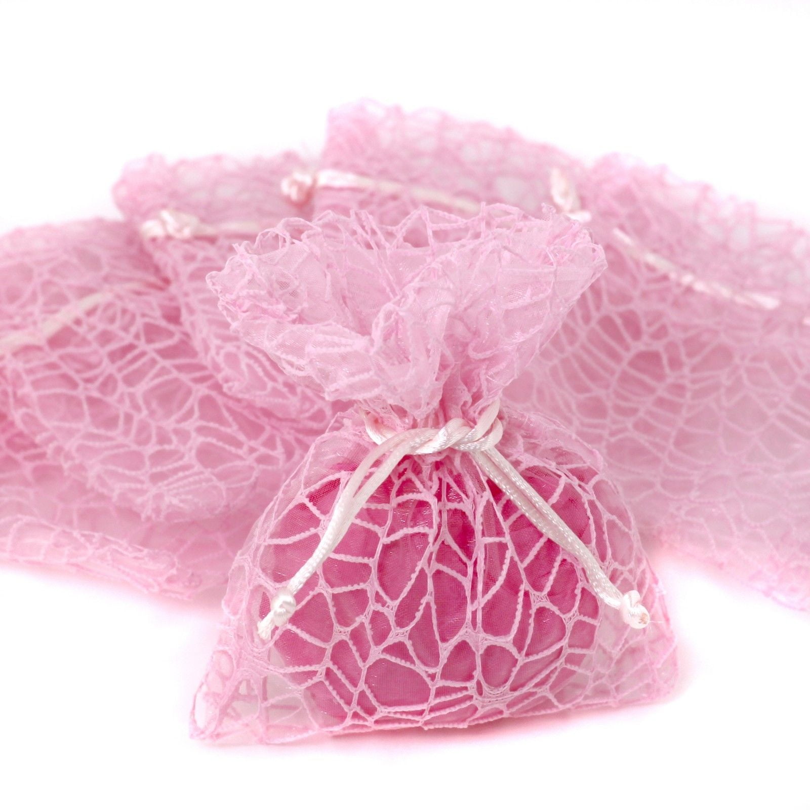 30 Pink Organza Lace Gift Bags (4" x 6") Party Favor Fabric Birthday ...