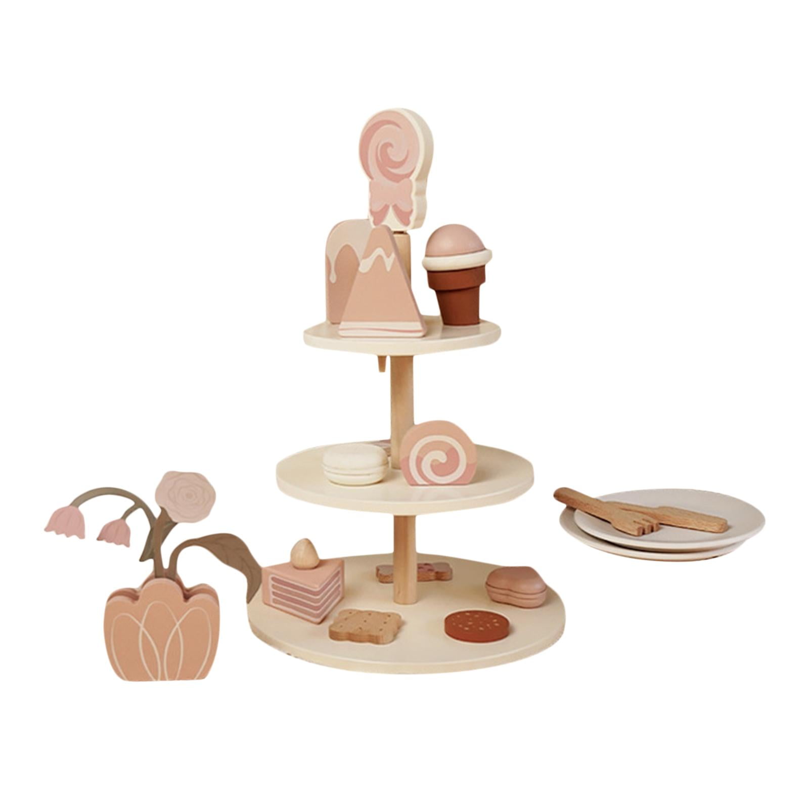 Wooden Tea Set for Little Girls Mini Kitchen Pretend Play for Birthday ...