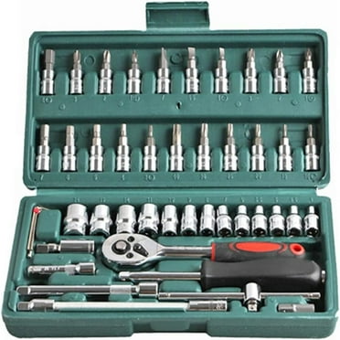 46 Pieces 1/4 Inch Ratchet Socket Wrench Set Auto Repair Tool Set ...