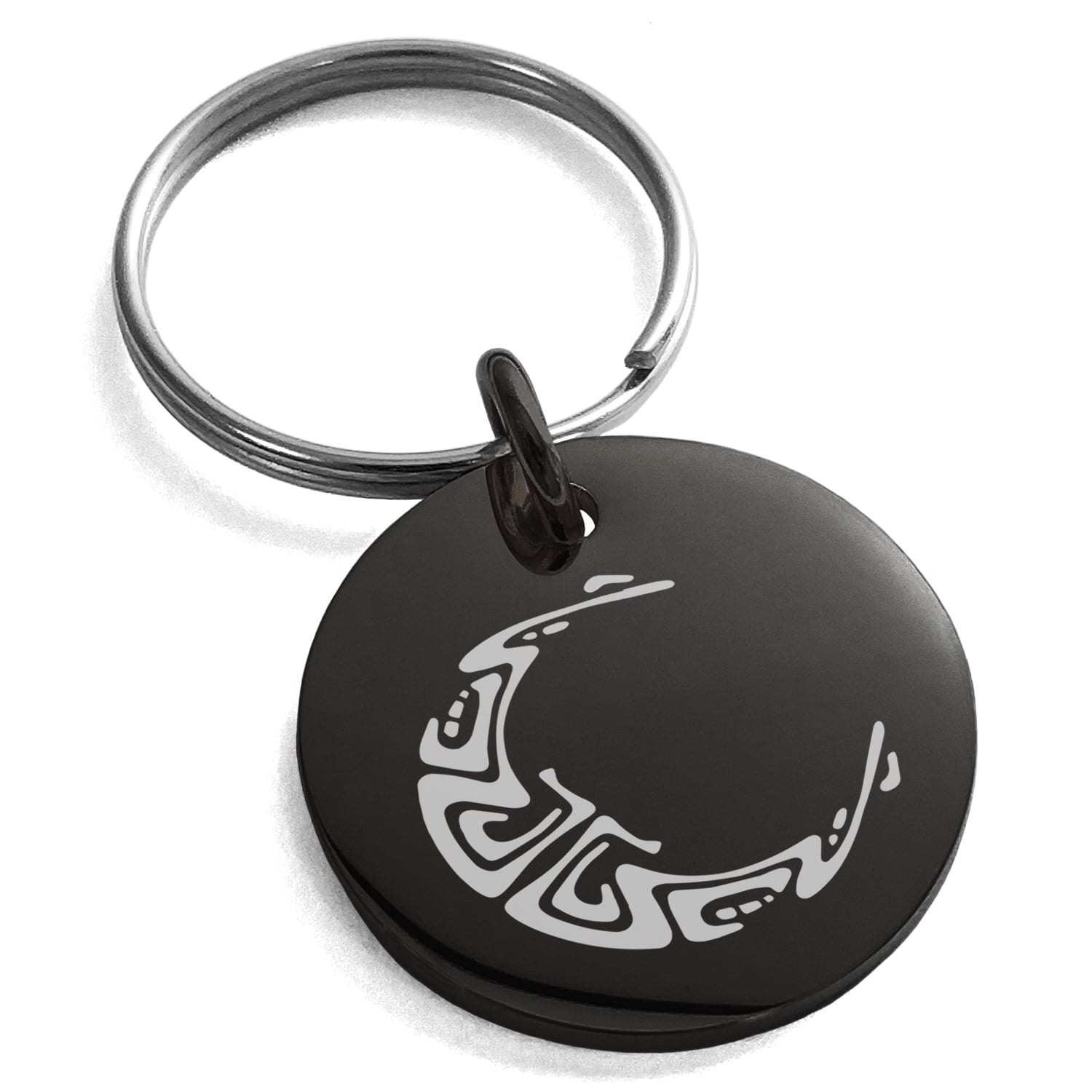 Stainless Steel Mayan Crescent Moon Rune Engraved Small Medallion ...