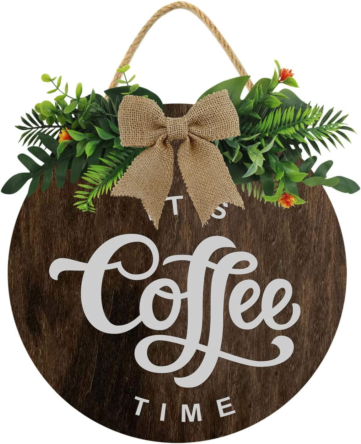 Eveokoki 12" Its Coffee Time Wooden Coffee Sign Decor Wood Hanging Sign ...