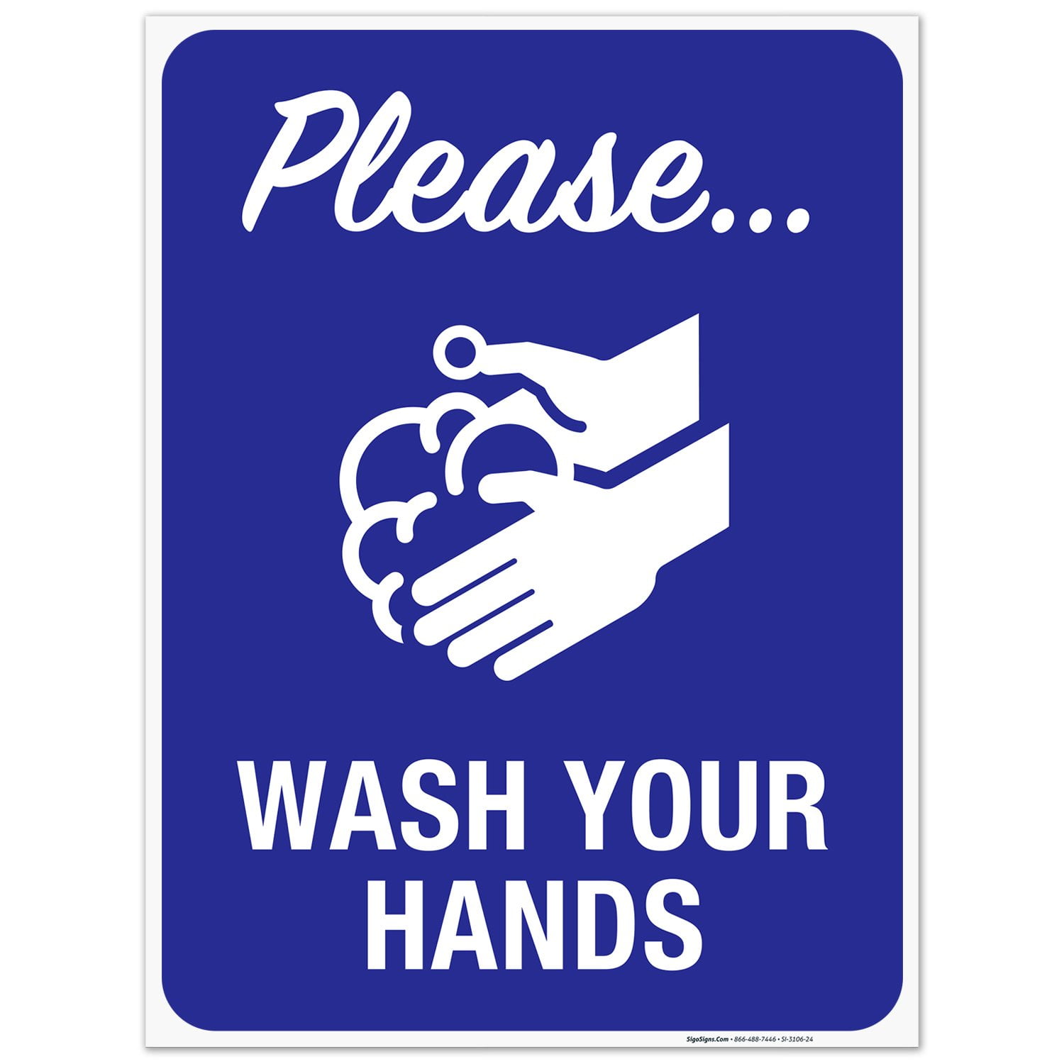 Hand Washing Sign, Please Wash Your Hands Sign, 18x24 Corrugated ...