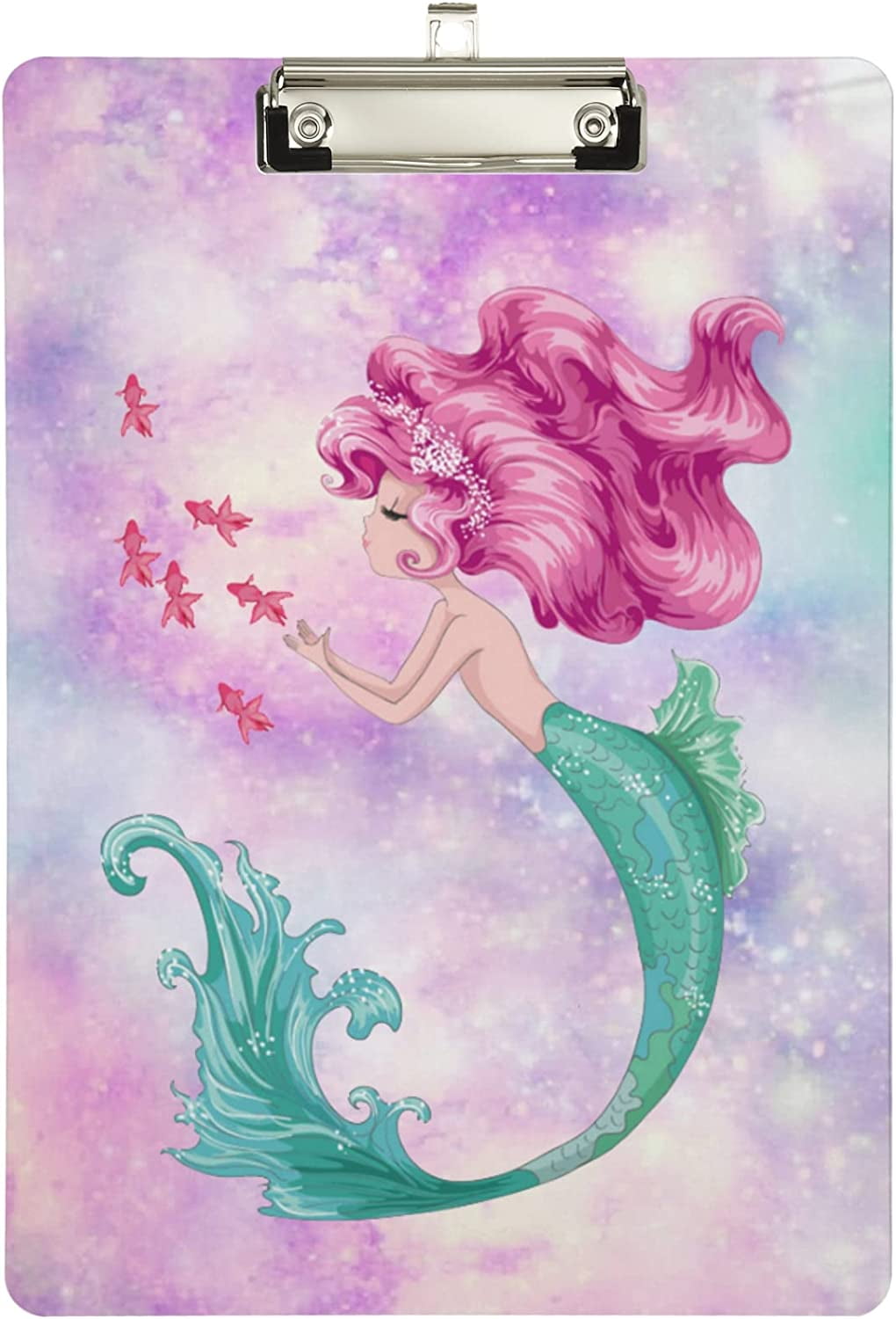 FMSHPON Colours Galaxy Beautiful Mermaid Fish Clipboard Hardboard Wood ...