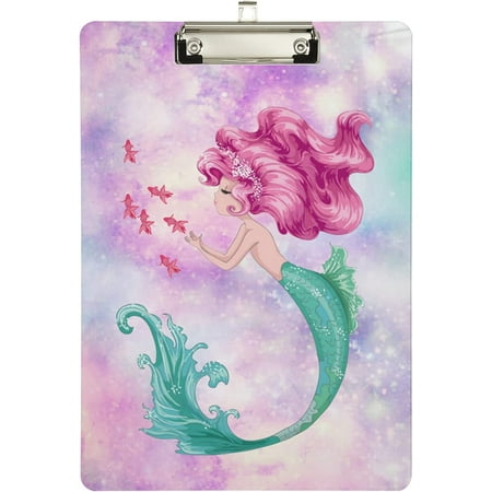 RYLABLUE Colours Galaxy Beautiful Mermaid Fish Clipboard Hardboard Wood ...