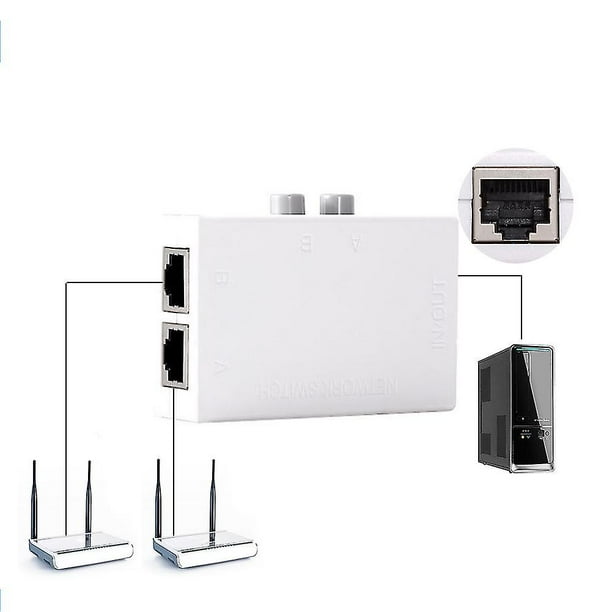 2-way Rj45 Ethernet Network Push Button Mini Switch Box Plug And Play ...