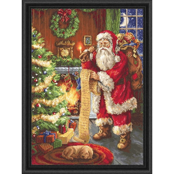 Luca S Santa Claus Checking List Counted Cross Stitch Kit