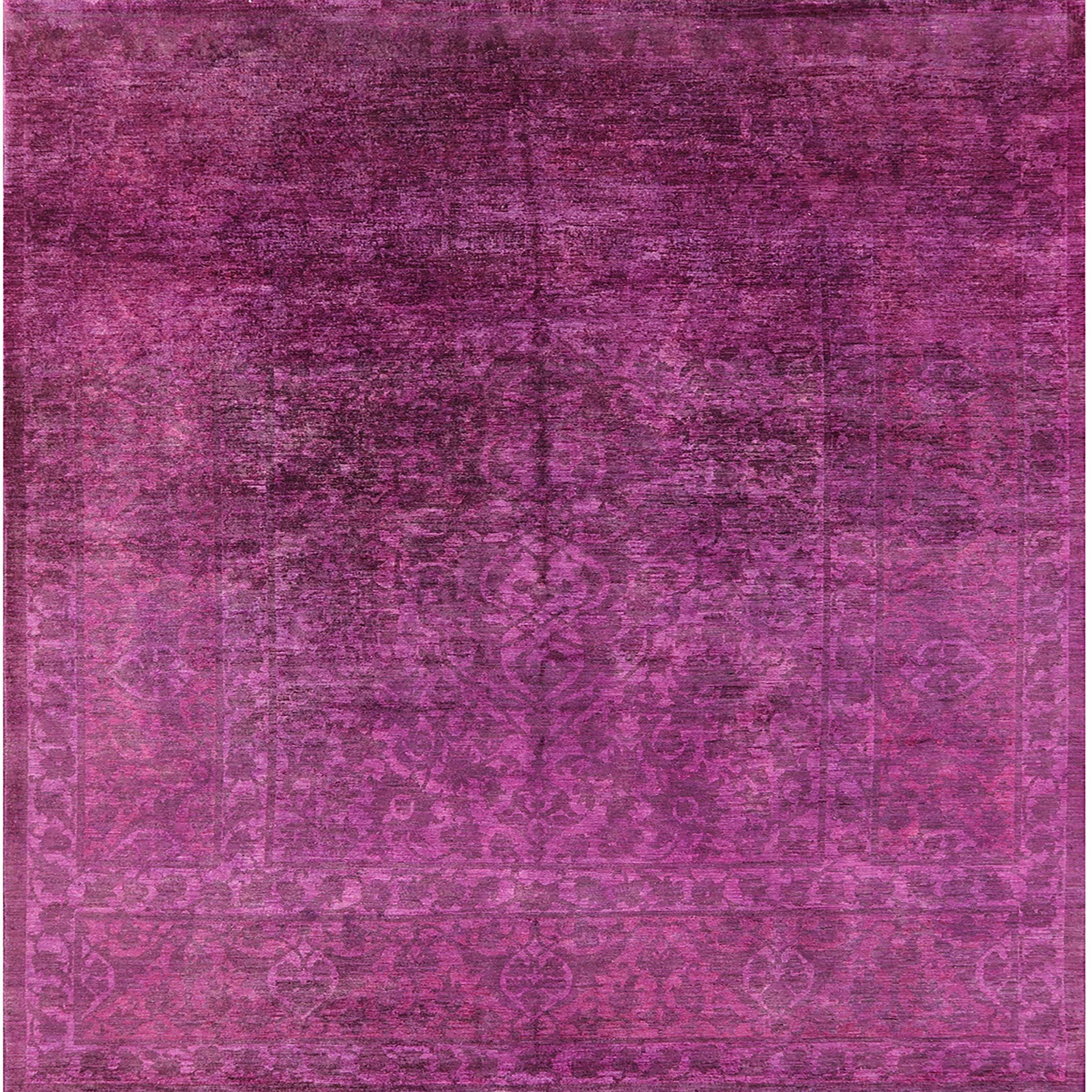 Ahgly Company Indoor Square Mid-Century Modern Violet Red Pink Oriental ...