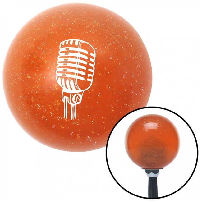 White Old School Microphone Orange Metal Flake Shift Knob with M16 x 1. ...