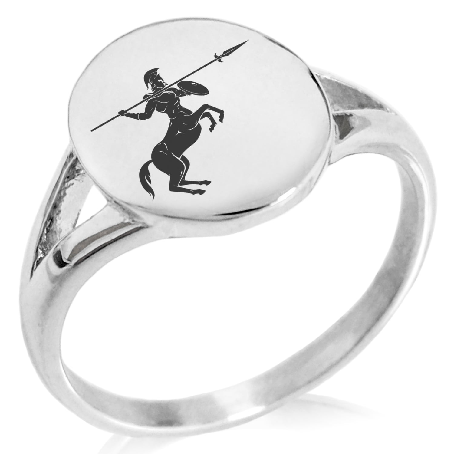 Stainless Steel Greek Mythology Centaur Minimalist Oval Top Polished ...