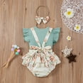Izhansean 3PCS Newborn Baby Girl Summer Clothes, Floral Romper Jumpsuit Shorts Set, Green, 3-6 ...
