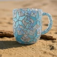 RuiJiao Coastal Mosaic Handblown Glass Mug 12 oz Blue with Wave Pattern ...