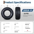 2 Pack 25x10-12 6PR Tubeless ATV UTV Tires Heavy Duty All Terrain Off ...