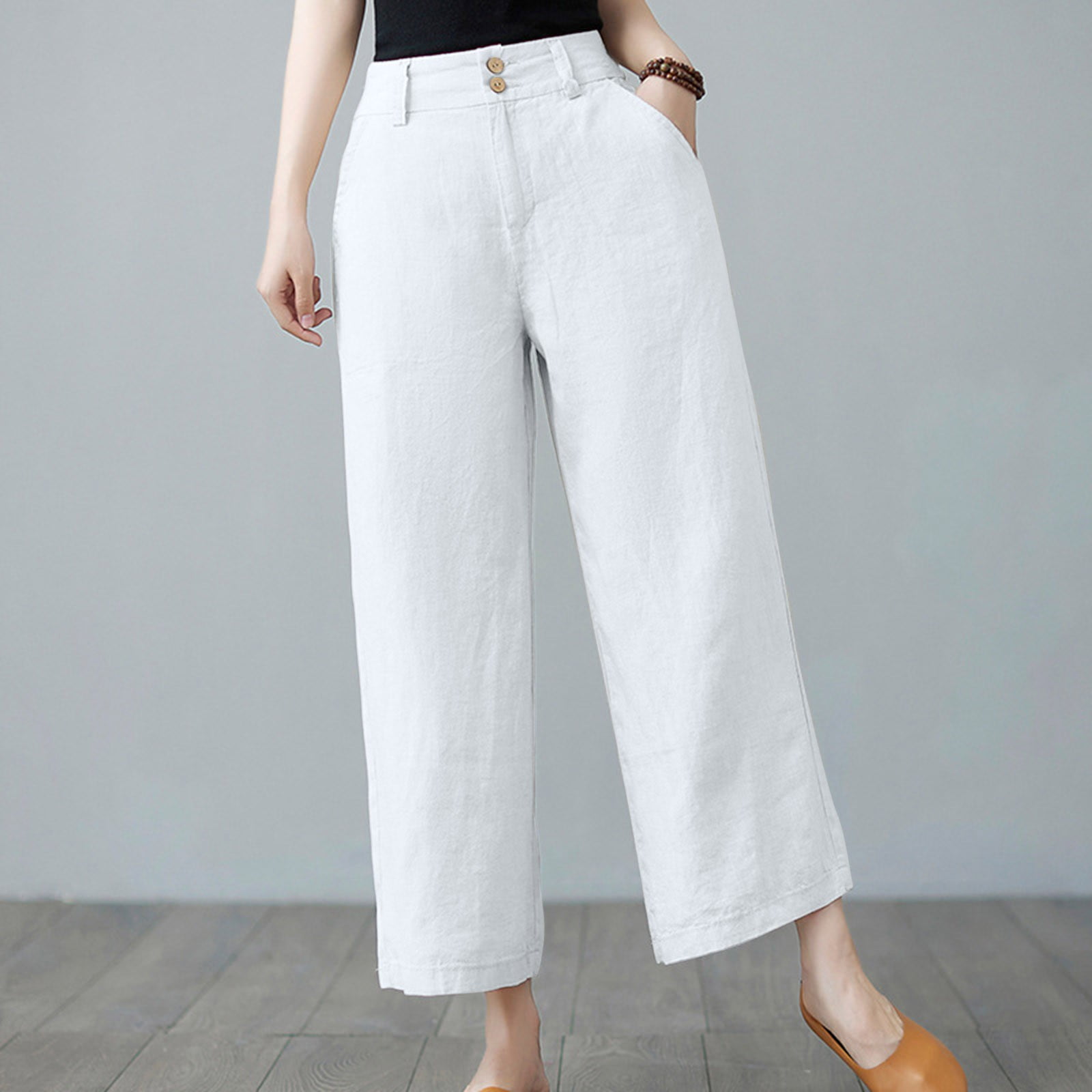 Click here for Howpay Linen Pants Women Solid Color Casual Loose... prices