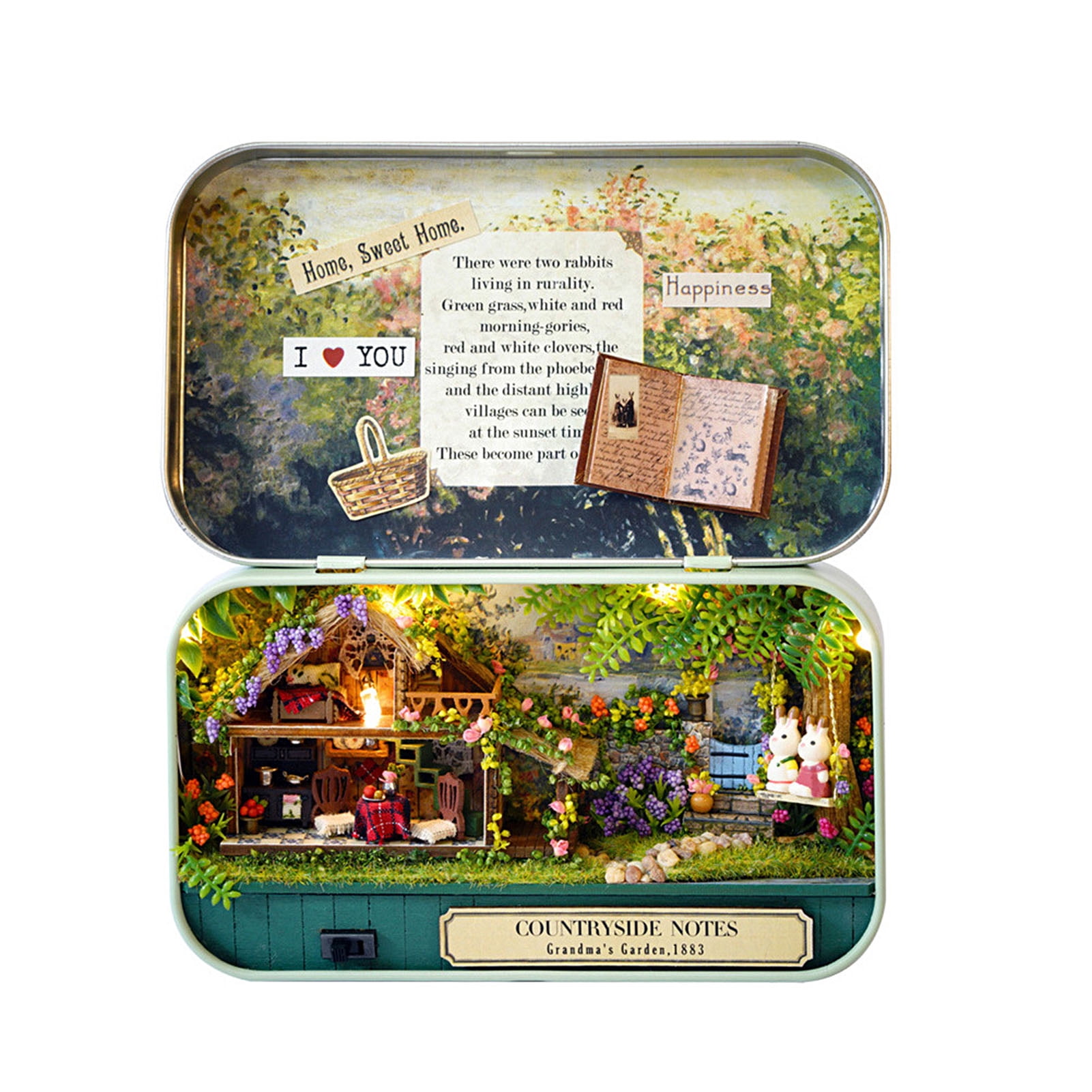 Skindy DIY Handmade Wooden Dollhouse Furniture Box with Miniature ...