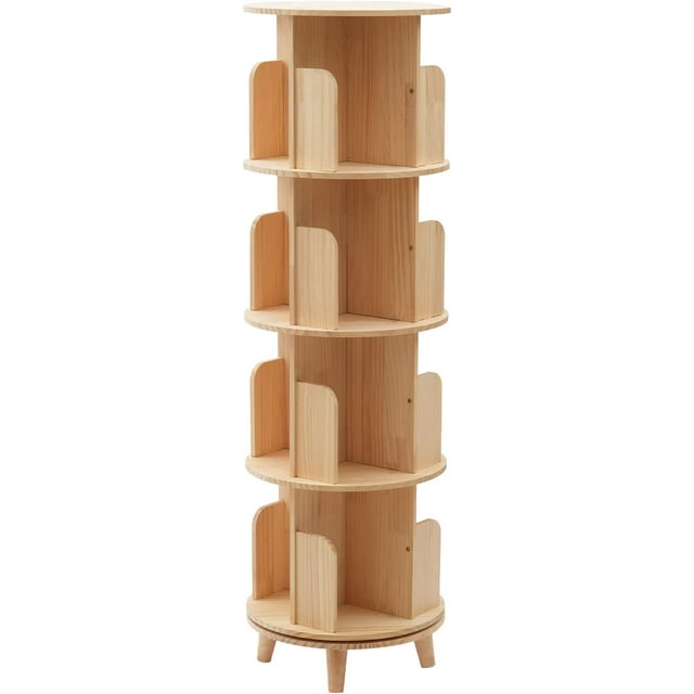 4 Tier Rotating Bookshelf Organizer Free Standing Storage Shelf ...