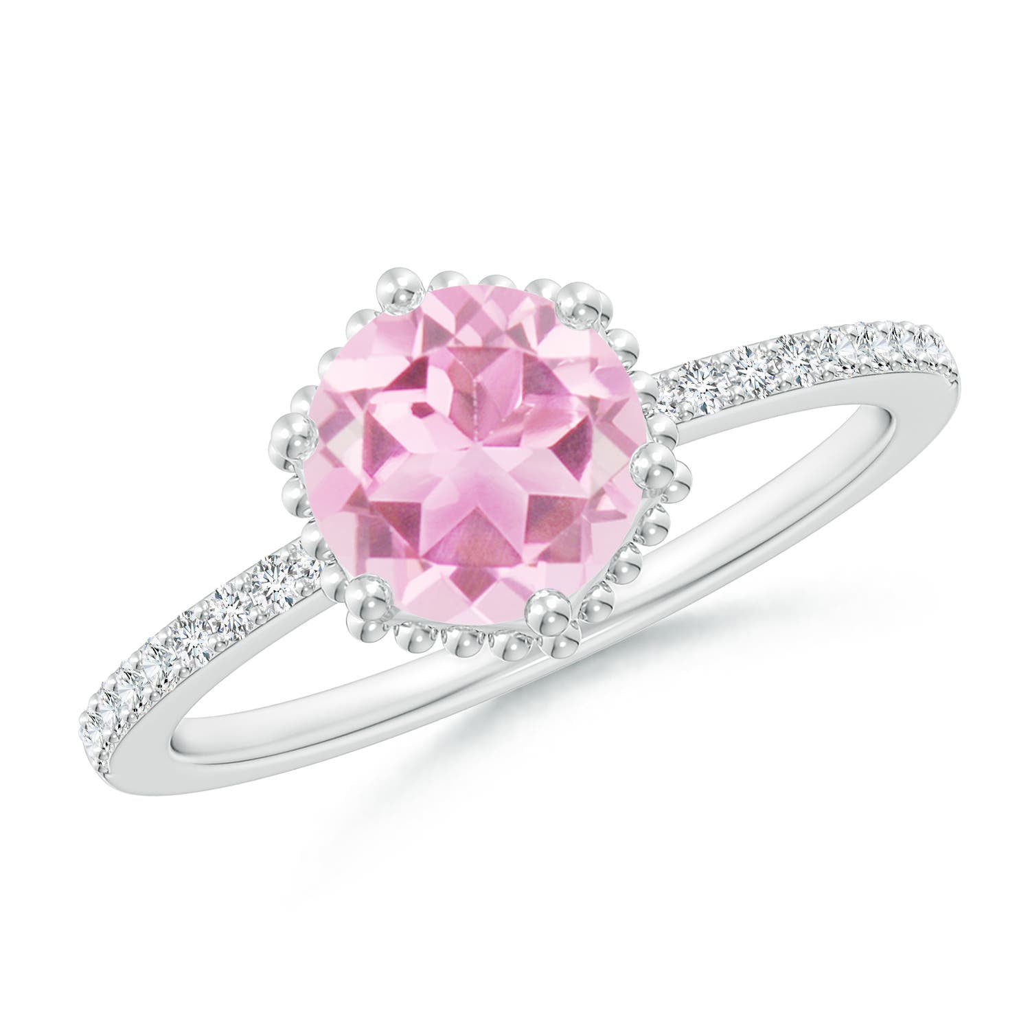 Angara Bague Solitaire Naturelle Ronde 1.2 ct Tourmaline Rose avec ...