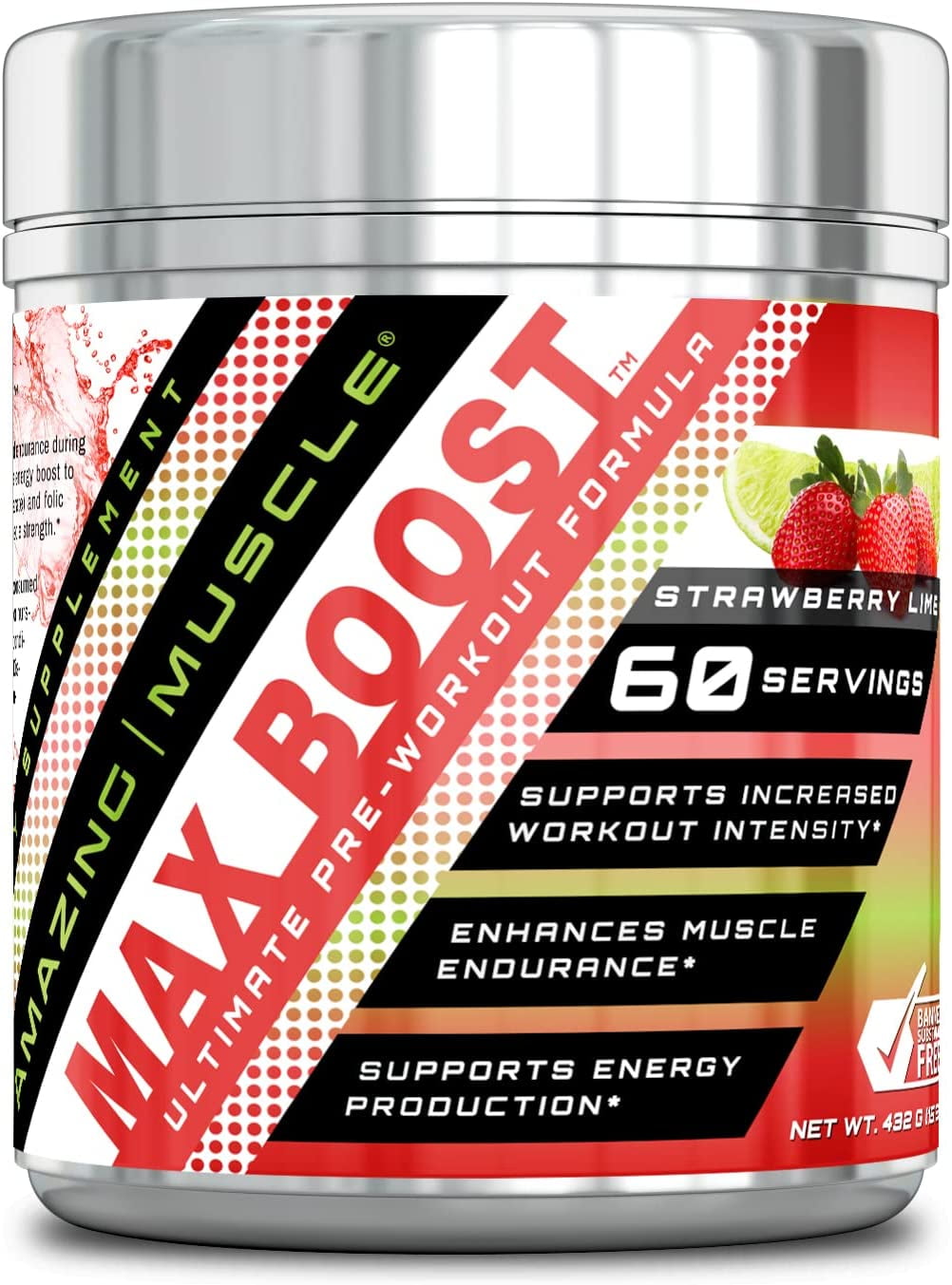 Amazing Muscle Max Boost Pre-Workout Formula, 60 Servings - Sucralose ...