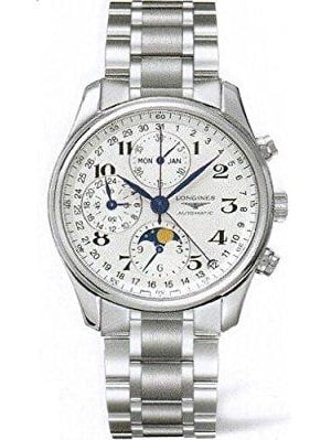 longines master collection silver dial chronograph stainless steel mens ...