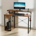 40 Inch Desk with Drawers, Power Outlets & Monitor Stand, Vintage Style ...