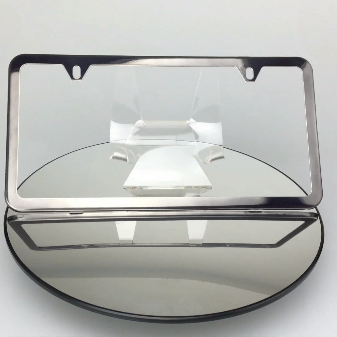 Slim 2 Holes Style Powder Coated Black Chrome Stainless Steel License ...