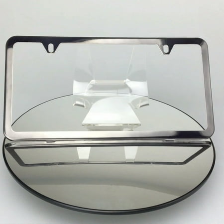 Slim 2 Holes Style Powder Coated Black Chrome Stainless Steel License ...