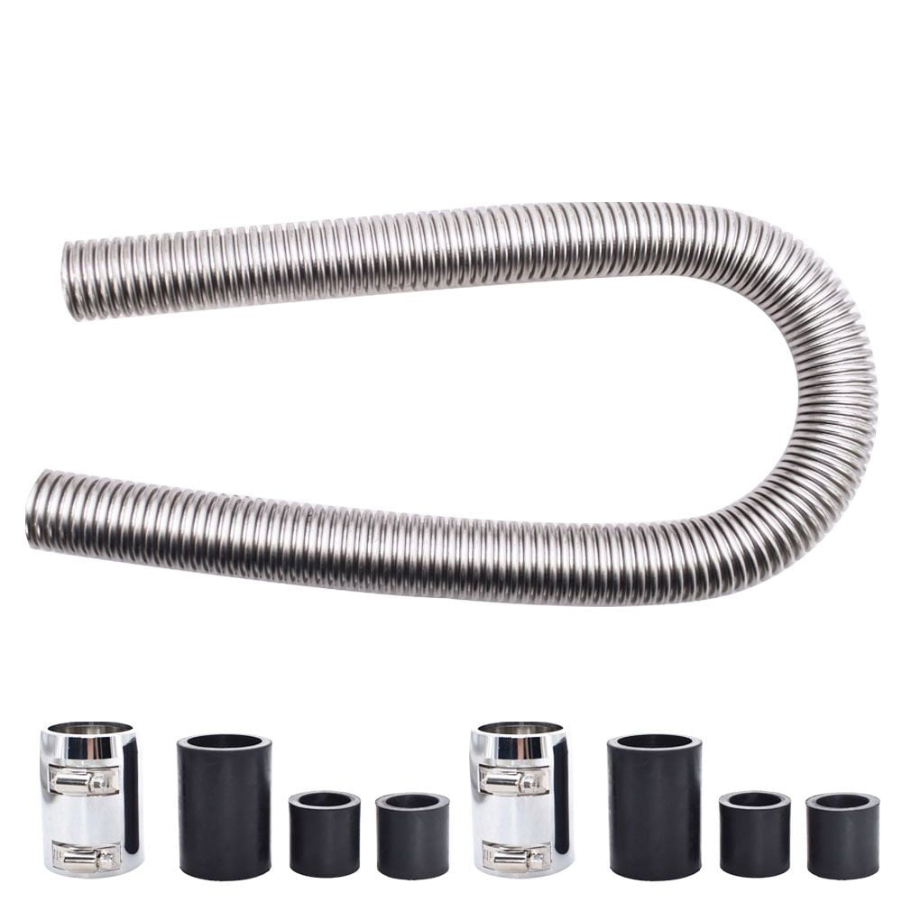 36" Chrome Universal Flexible Stainless Steel Radiator Hose Kit ...