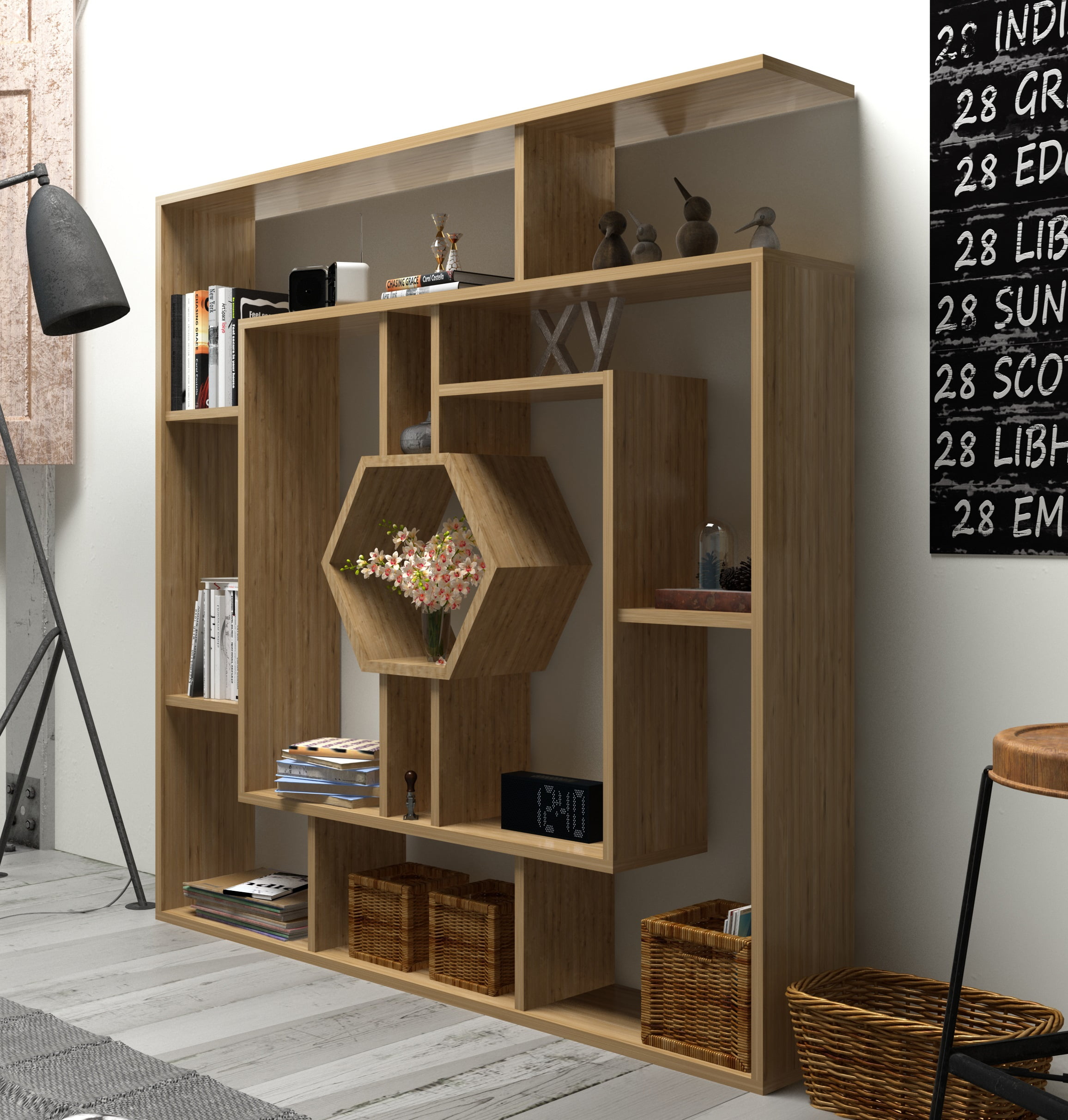 Wall Hangings Diagonal Strip Wood Wall Panel Decor Home Living Room ...