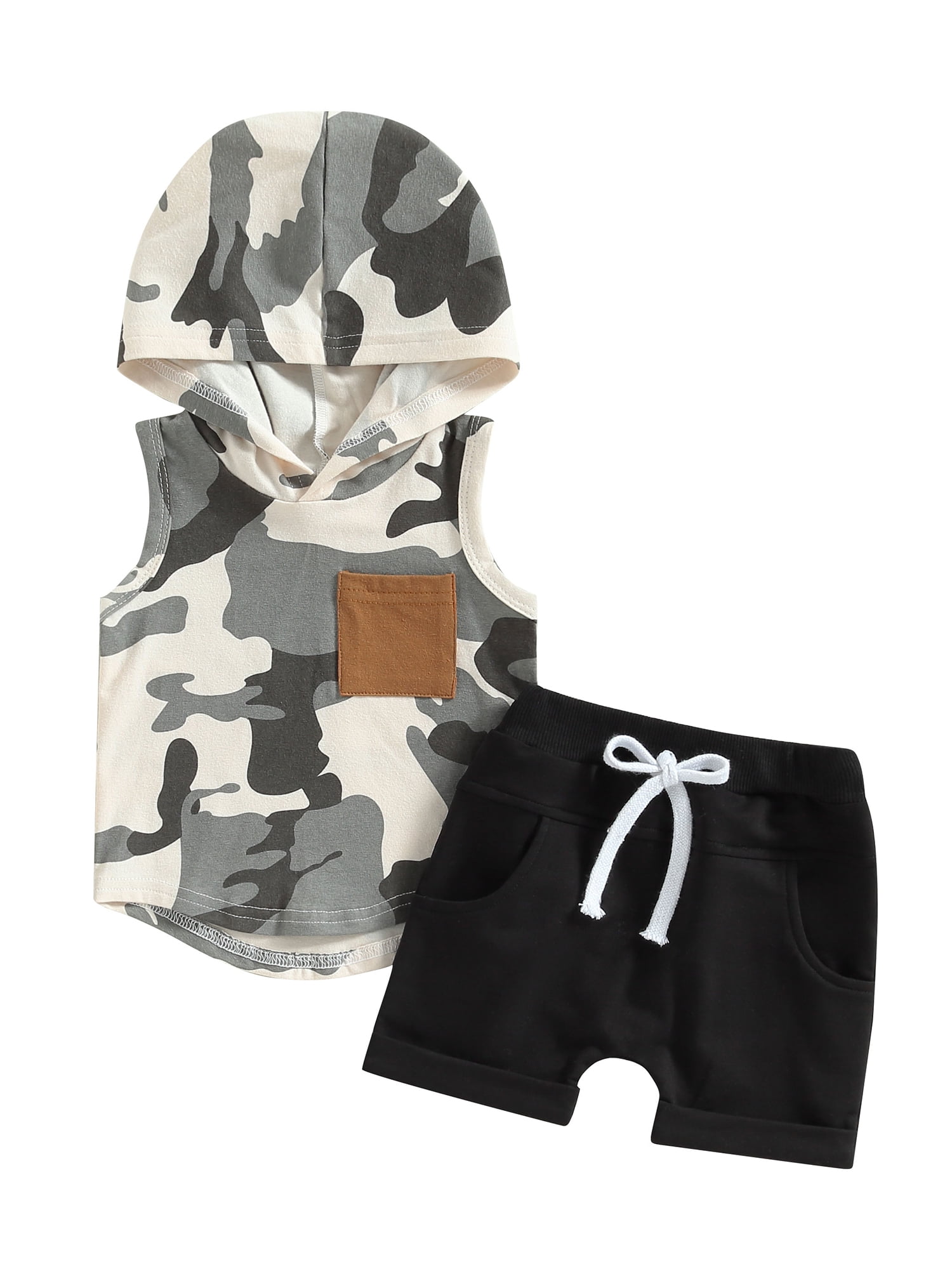 Tregren Baby Boy Summer Outfit Hooded Tank Top with Pocket and Elastic ...