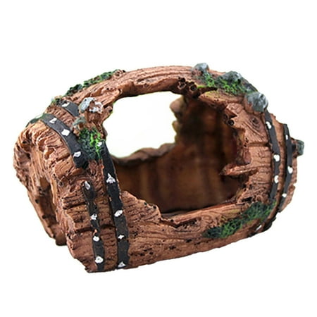 Aquarium Wine Barrel Resin Ornament Artificial Bowl Decorative Fish ...