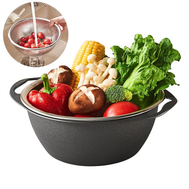 Cesta Coladora Alimentos Escurridor Verduras Multiusos Acero Inoxidable ...