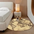 Round Area Rug 3ft, Retro Yellow World Map North America Asia Non ...