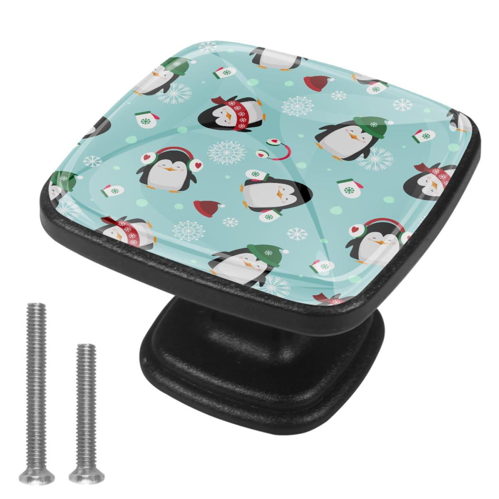 4 Pcs Cabinet Handle Drawer Pulls Penguin Knobs with Screws Square ...