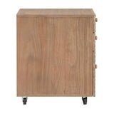Linon Sway Wood File Cabinet with 3 Drawers Rolling Castors in Natural ...