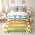 Manfei Rainbow Stripe Monogram Queen Bedding, Glitter Letter H Bedding ...