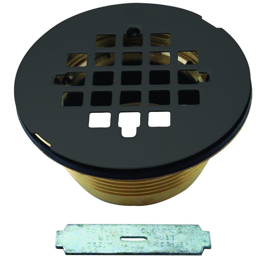 Brass Body Compression Shower Drain with Grid in Powdercoated Flat ...