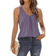 MOSHU Sleeveless V-Neck Summer Tank Tops for Women, Pleated Front ...