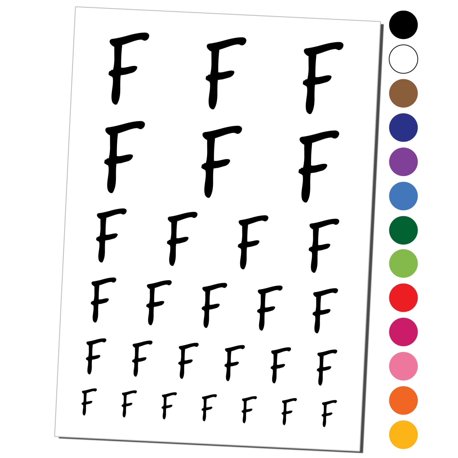 Letter F Uppercase Felt Marker Font Water Resistant Temporary Tattoo ...