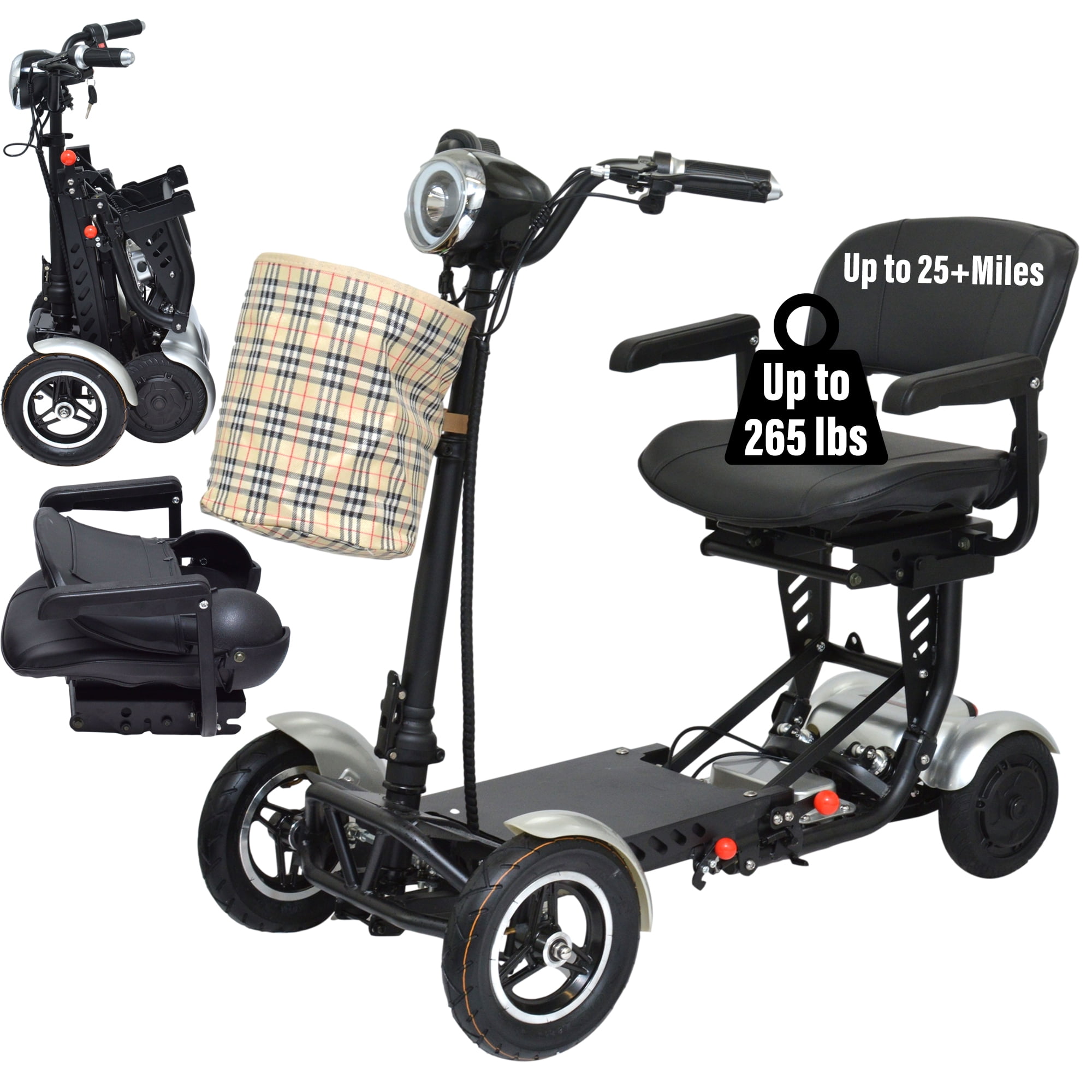 Foldable Mobility Scooters for Adults, 4 Wheel Powered Electric Scooter ...