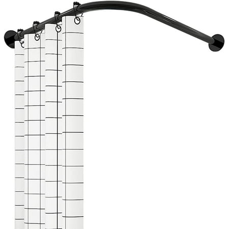 No Drill Curved Shower Rod, Black Adjustable Shower Curtain Rod, L ...