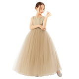 Ekidsbridal Satin Backless Tulle Formal Flower Girl Dress for Junior ...