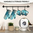 Of 5 Turquoise Abstract Oven Mitts And Pot Holders, Featuring Modern ...