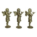 Set Of 3 Cast Iron Rustic Enchanted Fantasy Girl Fairy Pixie With Bird ...