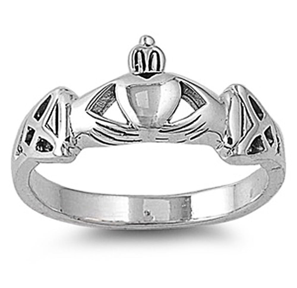 Sterling Silver Claddagh Ring 8mm ( Size 4 to 10) - Walmart.com