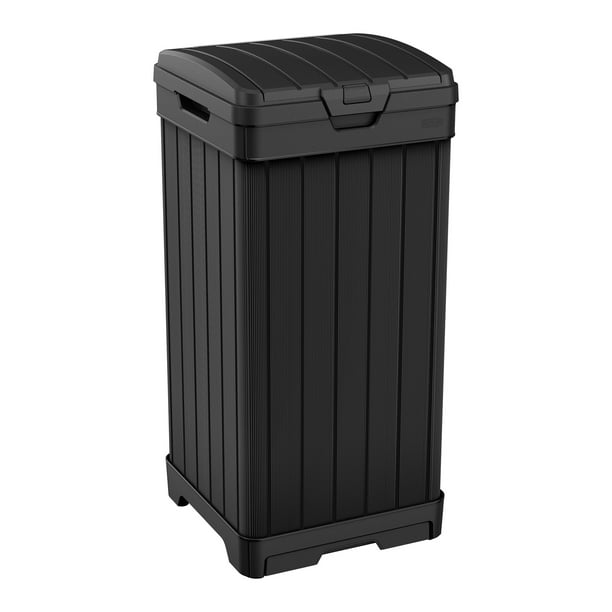 Keter Baltimore Duotech Outdoor Trash Can, Resin Wastebin, Black ...