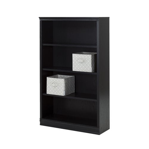 South Shore Morgan 4-Shelf Bookcase with 2 Canvas Storage Baskets ...