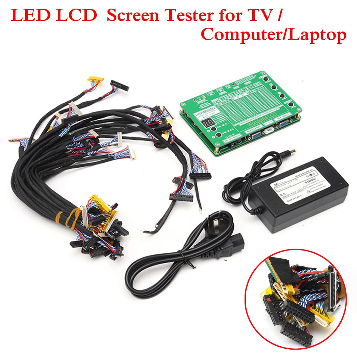 Laptop LCD/LED Test Tool Kit Panel Screen Tester+ 29PCS Lvds Cables ...
