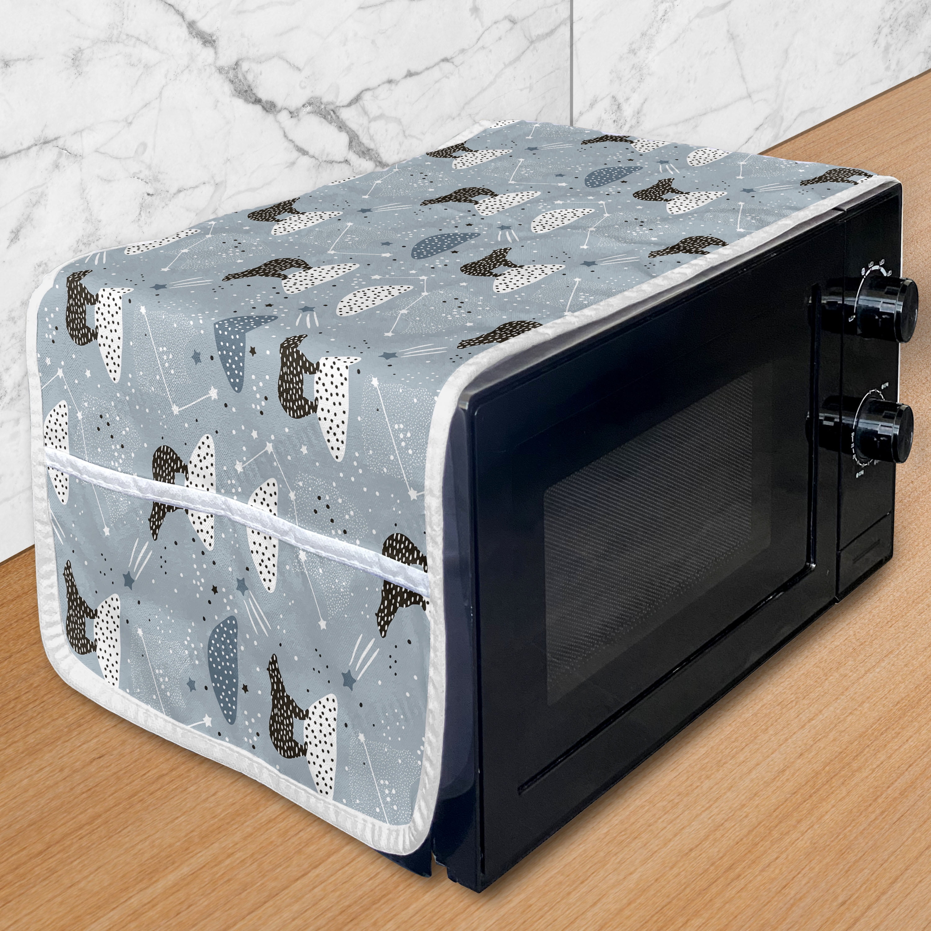 Constellation Microwave Oven Cover, Polar Bear Silhouettes with Stars ...