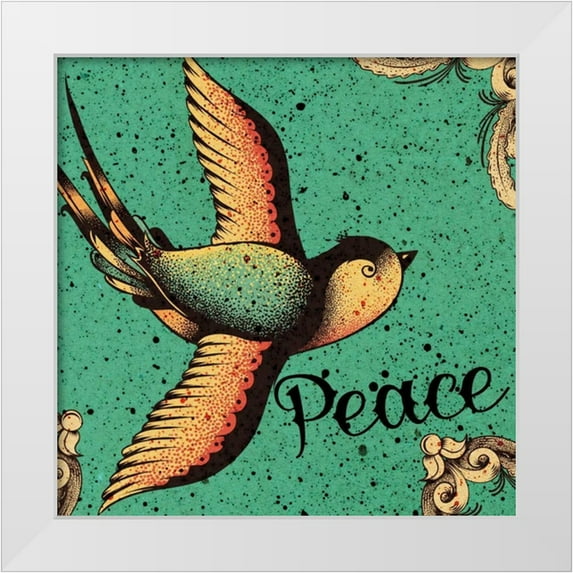 BoMo 20x20 White Modern Wood Framed Museum Art Print Titled - Peace ...