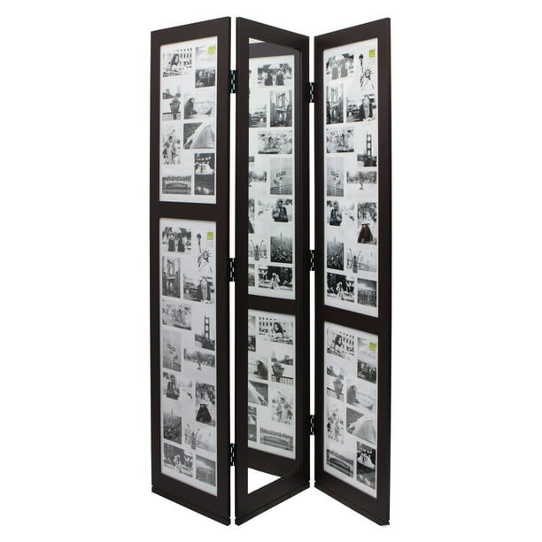 kieragrace KG Preston Triple Panel Photo Screen with Mirror - Espresso ...